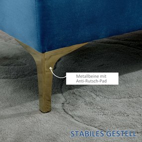 HOMCOM Lavice k posteli lavice na boty sametová modrá 118 x 45 x 42 cm se zvýšenými nohami do ložnice a předsíně | Aosom.de
