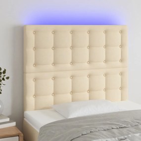 Čelo postele s LED krémové 80x5x118/128 cm textil
