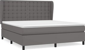 Box spring postel s matrací šedá 160x200 cm umělá kůže 3129043