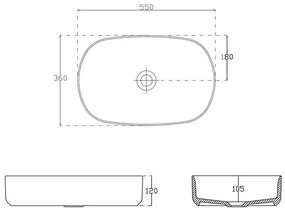 Isvea Infinity Umyvadlo na desku 55 x 36 cm, černá matná 10NF65055-2N