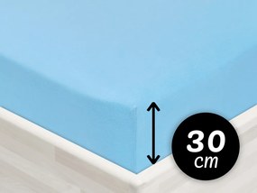 Jersey napínací prostěradlo na vysokou matraci JR-017 Azurově modré 90 x 220 - výška 30 cm