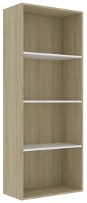 Knihovna Horman - 4 police - bílá a dub sonoma | 60x30x151,5 cm
