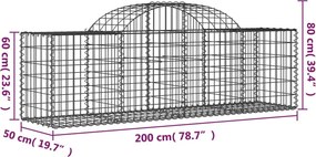 Klenuté gabionové koše 18 ks 200x50x60/80 cm pozinkované železo 3146292