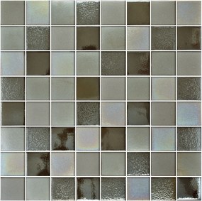 Hisbalit Skleněná mozaika šedá; stříbrná Mozaika TEXTURAS LOVE 4x4 (32x32) cm - 40LOVE