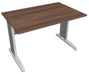 Stůl pracovní rovný 120 cm - Hobis Cross CS 1200 Dekor stolové desky: ořech, Dekor lamino podnože: ořech, Barva nohou: Stříbrná