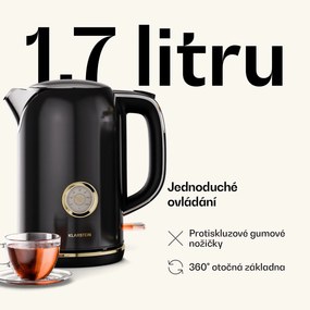 Klarstein Victoria rychlovarná konvice | 1,7 l | 2200 W | 360° otočný stojan | Nadčasový design