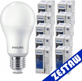 SADA 10 KS žárovek PHILIPS LED E27 10W = 75W 1055lm Neutrální LED žárovka 4000K