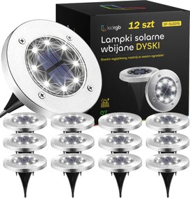 Solární Led Světelné Diskové Světlo x12 Zahradní Zapichovací Zemní S Senzorem
