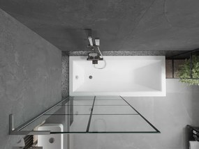 Mexen Next L, 1-křídlová vanová zástěna 90 x 150 cm, 6mm čiré sklo-černý vzor, ​​chromový profil, 895-090-000-03-77-01