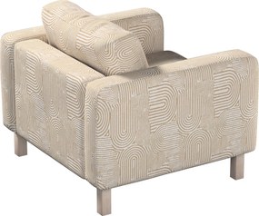 Potah na křeslo IKEA Karlstad, krátký barva béžová látka pletený vzor, vzorované