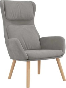 Relaxační křeslo se stoličkou světle šedé samet 3097820