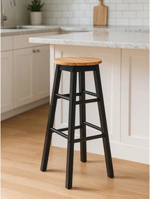 Černá/v přírodní barvě barová stolička z kaučukového dřeva (výška sedáku 74 cm) Chester – Premier Housewares