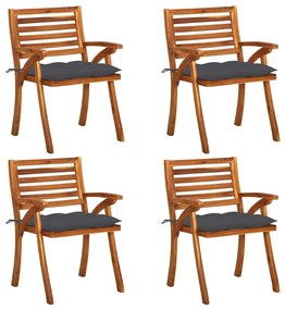 Zahradní židle s poduškami 4 ks masivní akáciové dřevo,  3075189