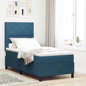 Postel s boxspringem s čelo Tmavě modrá 90 x 200 cm samet 3339876