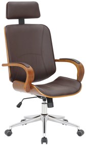 Kancelářská židle Lindsell - ohýbané dřevo a umělá kůže | ořech a hnědá