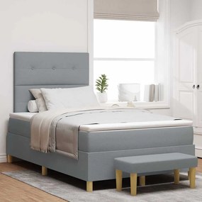 Postel s boxspringem s čelo Světle šedá 120 x 200 cm textil 3344289
