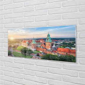 akrylový obraz Krakow castle panorama svítání 120x60 cm