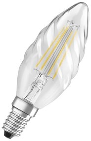 Vroubkovaná průhledná LED žárovka E14 3,4 W SUPERSTAR, studená bílá