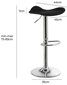 Černé čalouněné barové stoličky v sadě 2 ks s nastavitelnou výškou (výška sedáku 73 cm) – Casa Selección