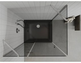 Mexen Roma, sprchový kout s křídlovými dveřmi 100 (dveře) x 80 (stěna) cm, 6mm šedé sklo, chromový profil + slim sprchová vanička černá + chromový sifon, 854-100-080-01-40-4070