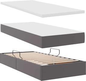 Postel s úložným prostorem s čelo Šedá 180 x 200 cm Umělá kůže 3370907