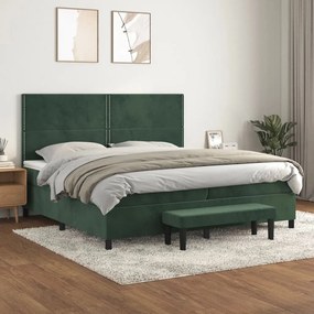 Box spring postel s matrací tmavě zelená 200x200 cm samet