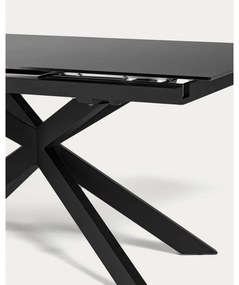 Černý rozkládací jídelní stůl se skleněnou deskou 90x210 cm Atminda – Kave Home