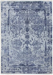 Diamond Carpets India, Ručně vázaný kusový koberec Diamond DC-JK ROUND Silver/peacock blue, 120x170, modrá, chodba / předsíň