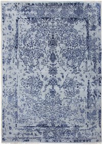 Diamond Carpets India, Ručně vázaný kusový koberec Diamond DC-JK ROUND Silver/peacock blue, 120x170, modrá, chodba / předsíň