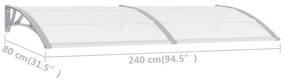 Vchodová stříška šedá a průhledná 240 x 75 cm polykarbonát,  144821