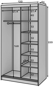 Bílá šatní skříň s posuvnými dveřmi Biancco - 120 cm