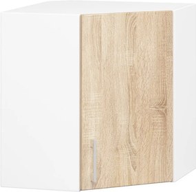 Rohová závěsná kuchyňská skříňka Lima W60/60 bílá/dub sonoma