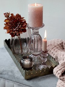 Set 3ks mosazný antik kovový podnos s patinou Flowre - 40*18*5cm