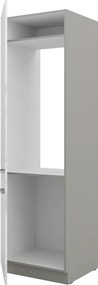 BIANCA sb | vysoká skříňka 60 LO-210 2F na vestavnou lednici | 60 cm | světle šedá/bílá lesk