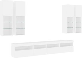 7dílná obývací stěna s LED osvětlením bílá 3216771