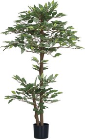 Umělý Fikus 150 cm – Dekorativní Umělé Rostlina v Květináči pro Domov, Obývací Pokoj, Kancelář Ø15x150 cm Zelená | Aosom