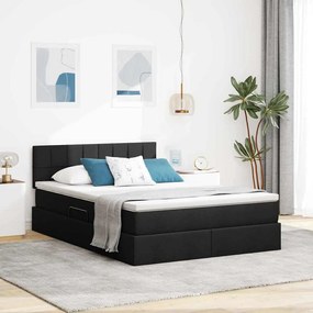 Postel s úložným prostorem a matrací Černá 140 x 190 cm Samet 3370508