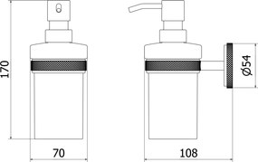 Mexen Gravo, nástěnný dávkovač mýdla, broušená nikl, 70A93058-97