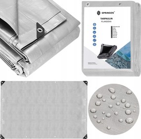 Plachta 6x8 m Šedá Vyztužená 260 G Silné Pokrytí Plachta Hrubá