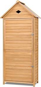 Costway Dřevěná zahradní skříň na nářadí – 70 × 36 × 177 cm, přírodní
