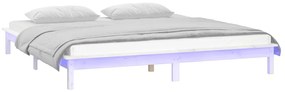 Rám postele s LED bílý 150 x 200 cm King Size masivní dřevo - Default Title