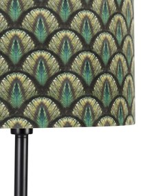 Stojací lampa černý odstín páv design zlato uvnitř 40 cm - Simplo