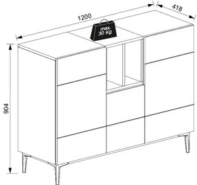 Skříňka 3-dveřová Nola, dub artisan/černá