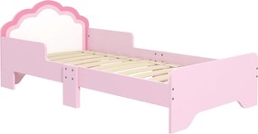 Dětská postel ZONEKIZ pro děti od 3 do 6 let 143 x 74 x 55 cm s motivem oblaku - včetně lamelového roštu, moderní růžový pokoj | Aosom