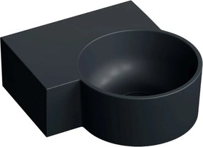 OMNIRES Ovo M+ - Umývátko 34x35 cm, bez přepadu, bez otvoru pro baterii, levé, matná černá OVO335UWLBLV