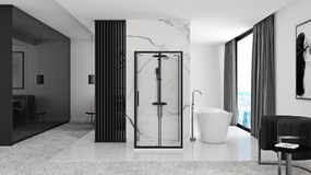 Rea Rapid Slide Wall, 3-stěnný sprchový kout s posuvnými dveřmi 110 (dveře) x 80 (stěna) x 195 cm, 6mm čiré sklo, černý profil, KPL-09877
