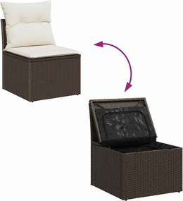 Set pohovek 6 ks Hnědá a bílá polyratan 3354777