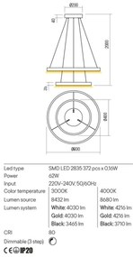 Redo 01-2889 - LED Stmívatelný lustr na lanku FEBE LED/62W/230V zlatá