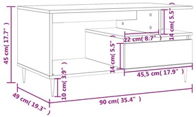 Konferenční stolek dub sonoma 90x49x45 cm kompozitní dřevo - Default Title