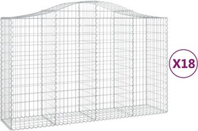 Klenuté gabionové koše 18ks 200x50x120/140cm pozinkované železo 3145675